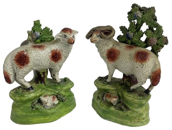 Staffordshire | PR OF STAFFORDSHIRE SHEEP FIGURES, TALLEST 6 TALL ...