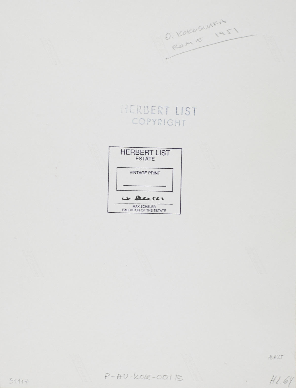 Herbert List | HERBERT LIST (1903–1975) Oskar Kokoschka, Rome 1951 ...