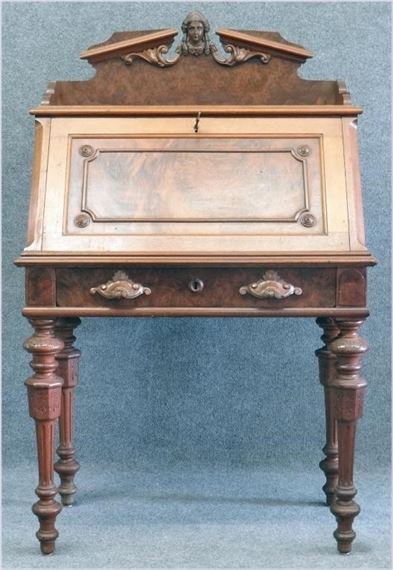 Unknown | VICTORIAN WALNUT DROP FRONT DESK | MutualArt
