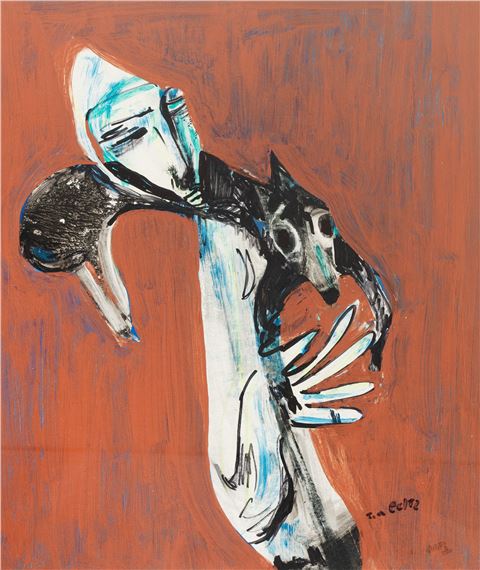 Tia Peltz | Man with Wolf (Circa 17) | MutualArt