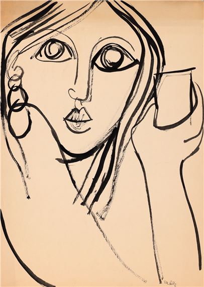 Tia Peltz | Portrait with Glass (Circa 17) | MutualArt