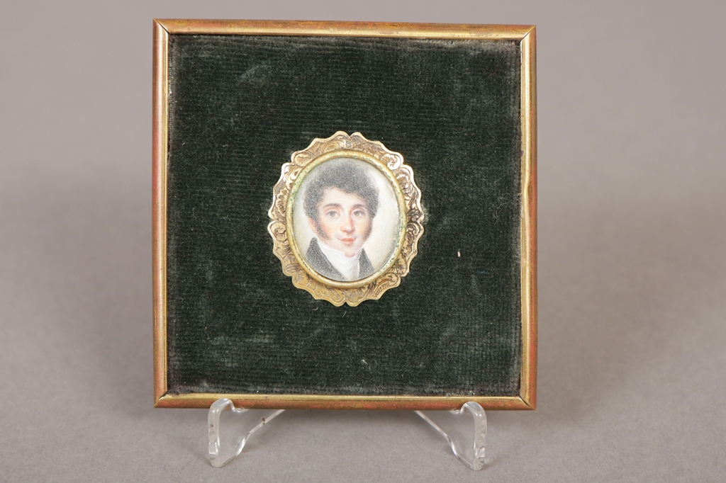 Unbekannter Kuenstler | UNBEKANNTER KUENSTLER Biedermeier Miniatur ''Portraet eines jungen ...