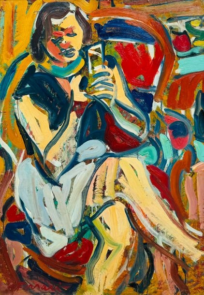 Antoine Ferrari | Antoine FERRARI (1910-1995) Woman seated with mirror ...