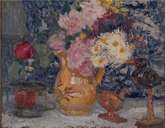 Cesare Ferro | Still life with daisies (1917) | MutualArt