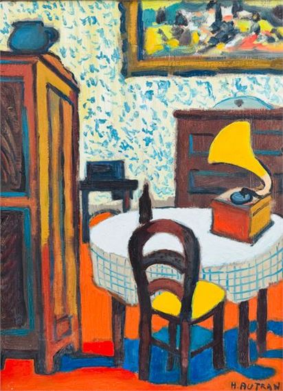 Henri Autran | Living room interior with gramophone | MutualArt