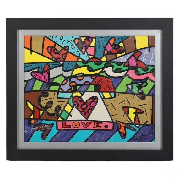 Romero Britto | Romero Britto b.1953 Love Giclee on Canvas SIGNED ...
