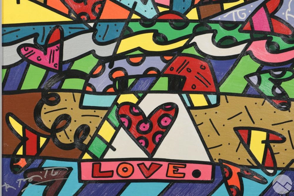 Romero Britto | Romero Britto b.1953 Love Giclee on Canvas SIGNED ...