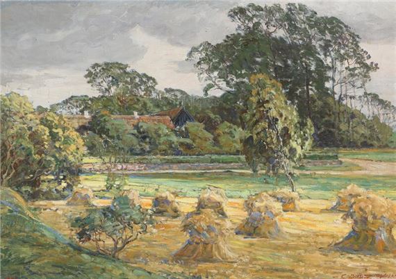 Carl Budtz-Moller | Landscape with sheaves in stacks (1936) | MutualArt
