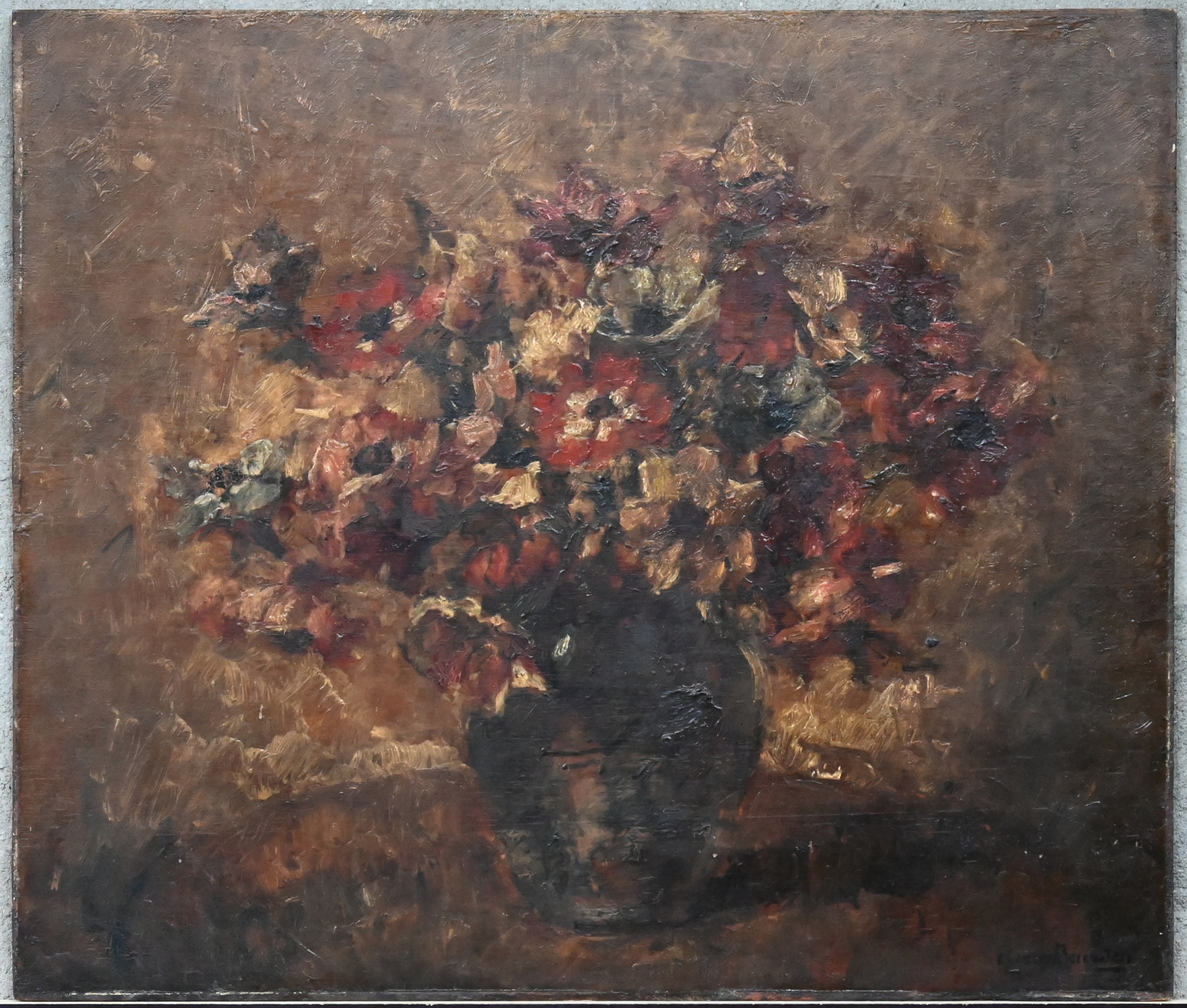Alphonse Van Beurden | Stilleven met bloemen”. Olieverf op paneel ...