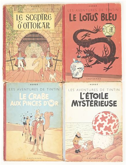 Hergé | Vier albums van Les Aventures de Tintin. - “Le Lotus Bleu ...