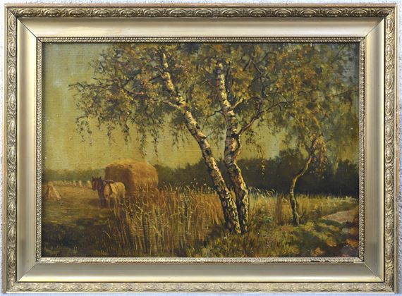 Bert Alers | Hooiwagen met trekpaarden”. Olieverf op doek. Gesigneerd ...