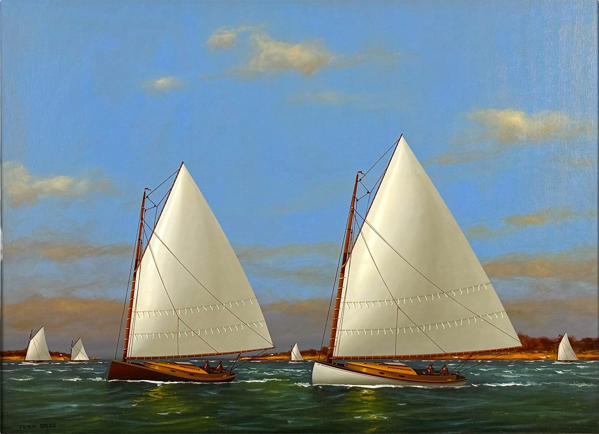 Vern Broe | Vernon George Broe Catboats Oil On Canvas | MutualArt