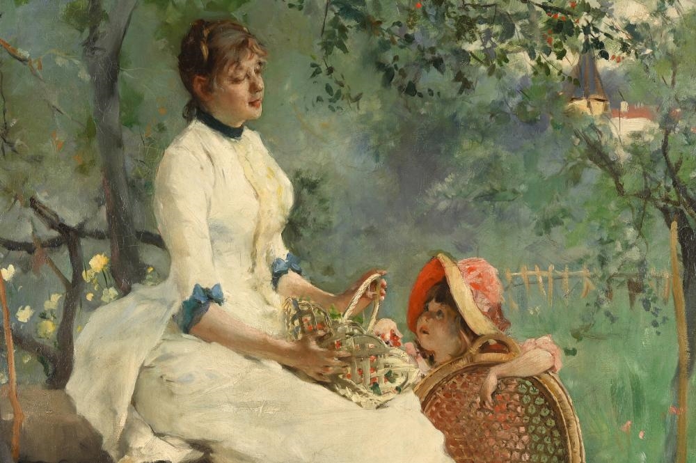 Auguste Pinchart | Mother and child in the garden | MutualArt