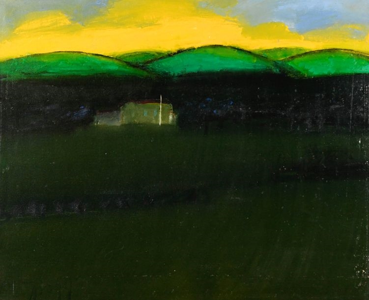 Dragic-Dragan | Paysage aux collines vertes Huile sur toile | MutualArt