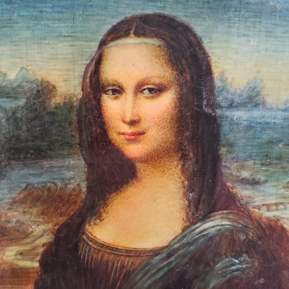 Leonardo da Vinci | Signed Antique Miniature Painting of Mona Lisa ...