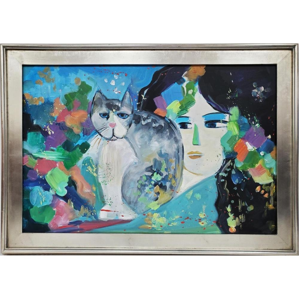 Walasse Ting | A Green Cat (1986) | MutualArt