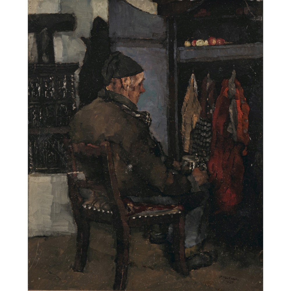 Paul Mathias Padua | Peasant at the tiled stove (1924) | MutualArt