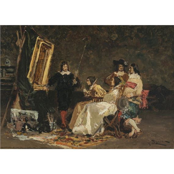 Arturo Ricci | Company in the studio (1854) | MutualArt