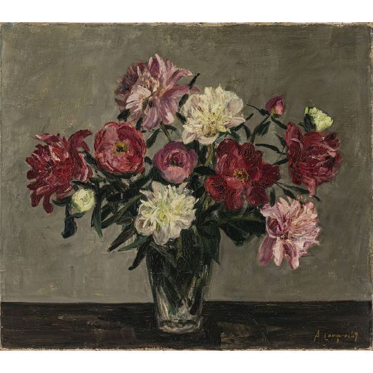 Anton Lamprecht | Floral still life with dahlias (1901) | MutualArt