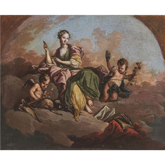 French School, 18th Century | Venus in heaven with two putti | MutualArt