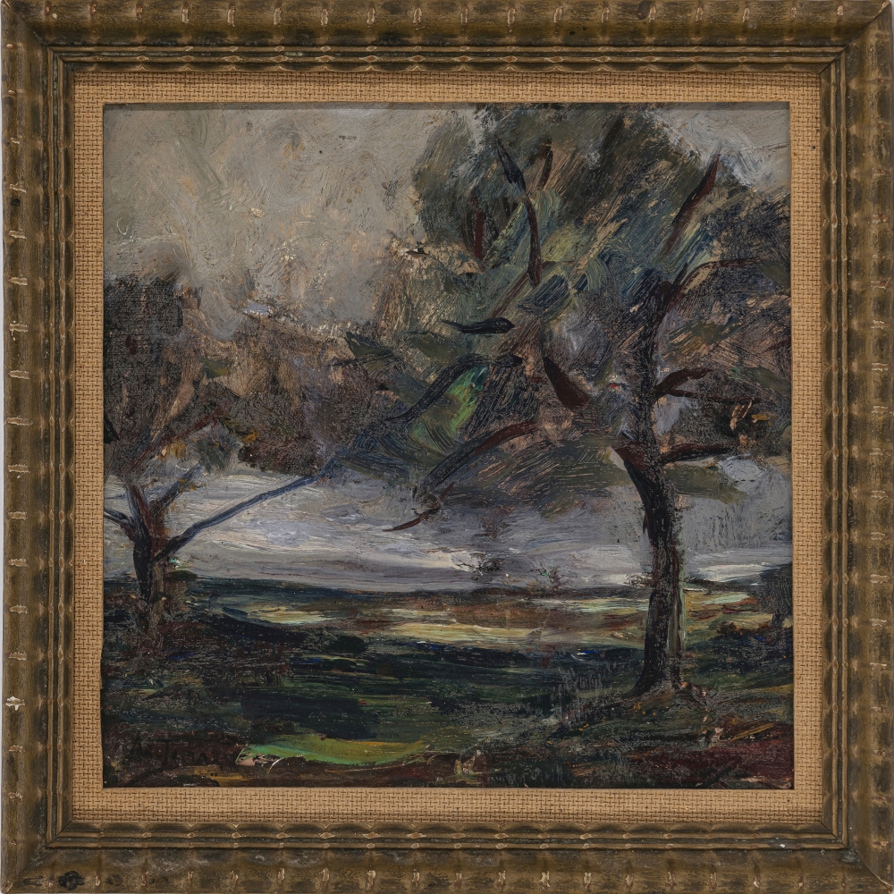 Armand Jamar | Two trees in a Belgian landscape (1870) | MutualArt