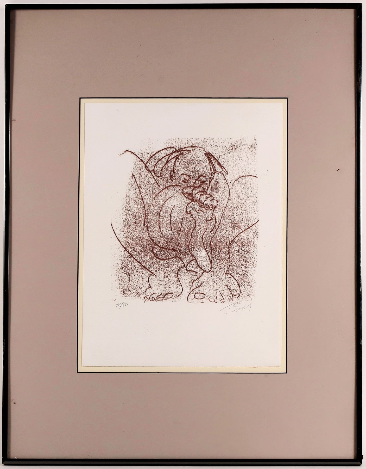 Eugene Jeffrey Gold | E J Gold Crouching Man Lithograph (1941) | MutualArt