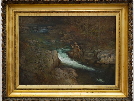 Lloyd Cargile | Man fly fishing in a stream (2022) | MutualArt