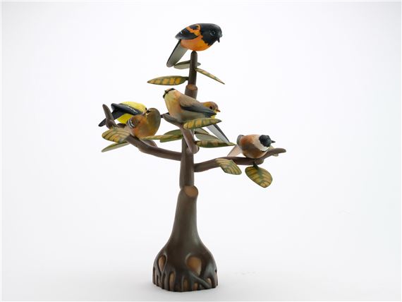 Lloyd Cargile | Bird tree with six birds (2023) | MutualArt