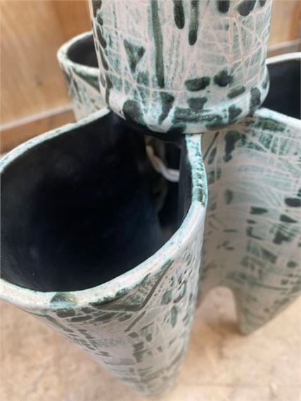 Robert Bonfils | Enameled geometric shapes in sage green and dark green ...