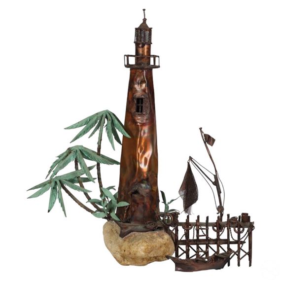Jim Lewk | Jim Lewk b.1940 Modern Copper Lighthouse Sculpture (Circa ...