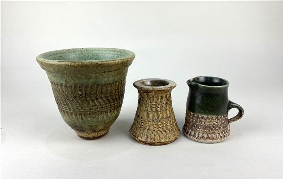 Ray Marshall | two studio pottery vases and a milk jug | MutualArt