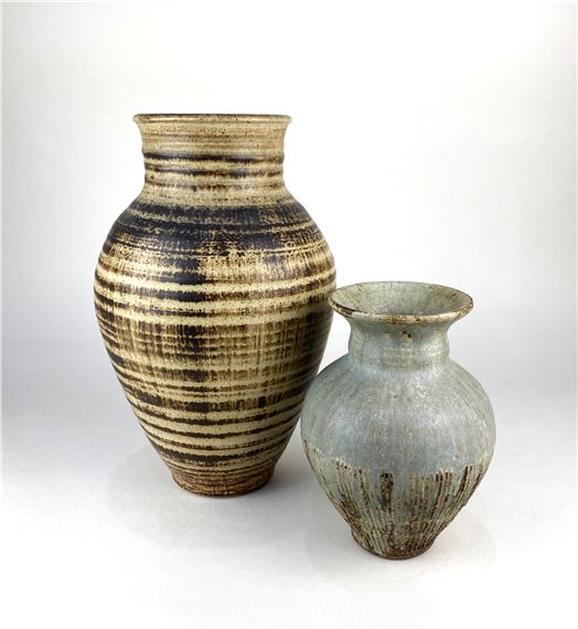 Ray Marshall | a studio pottery baluster vase with striped decoration ...