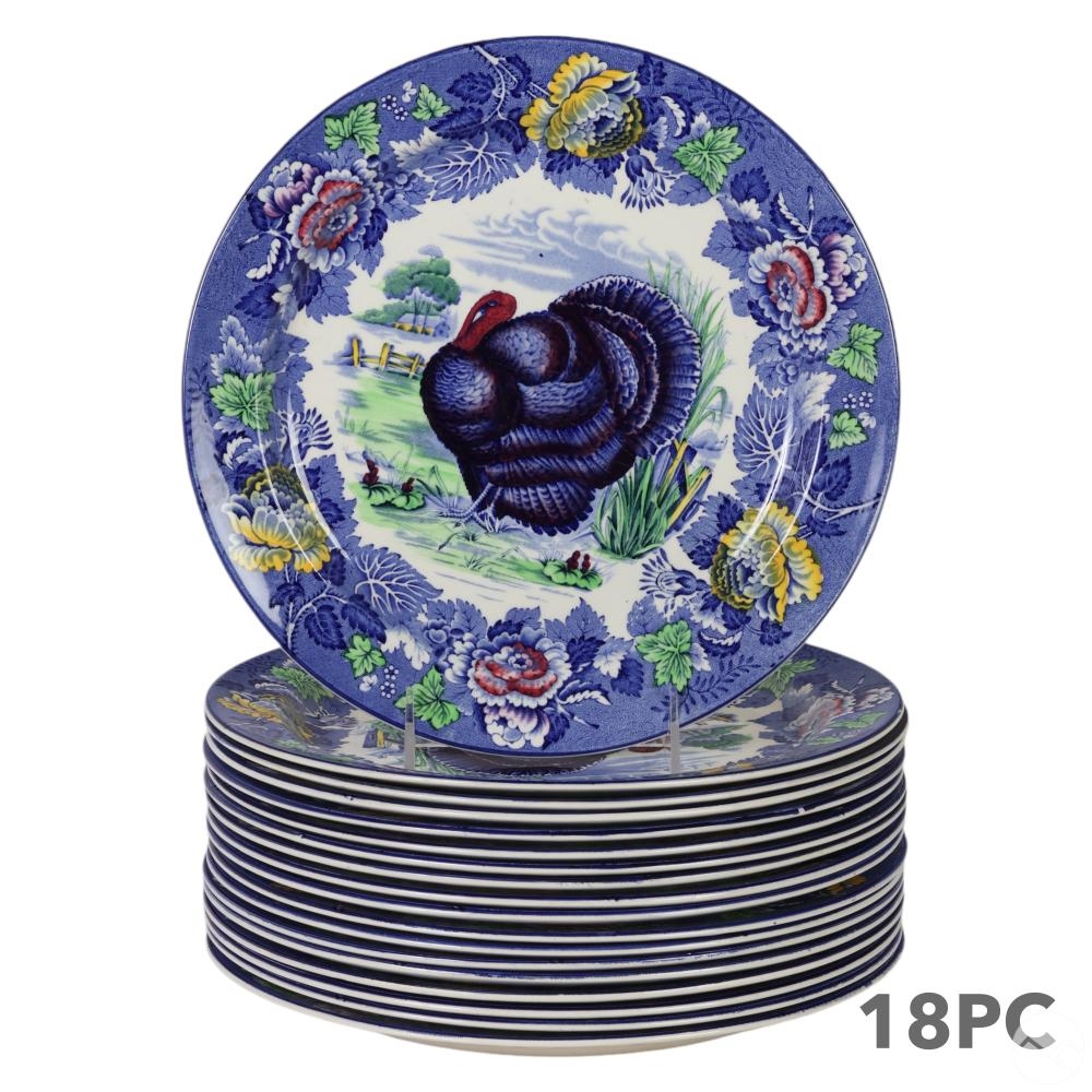 Picturesque | English Woods Burslem Blue Turkey Dinner Plate SET ...