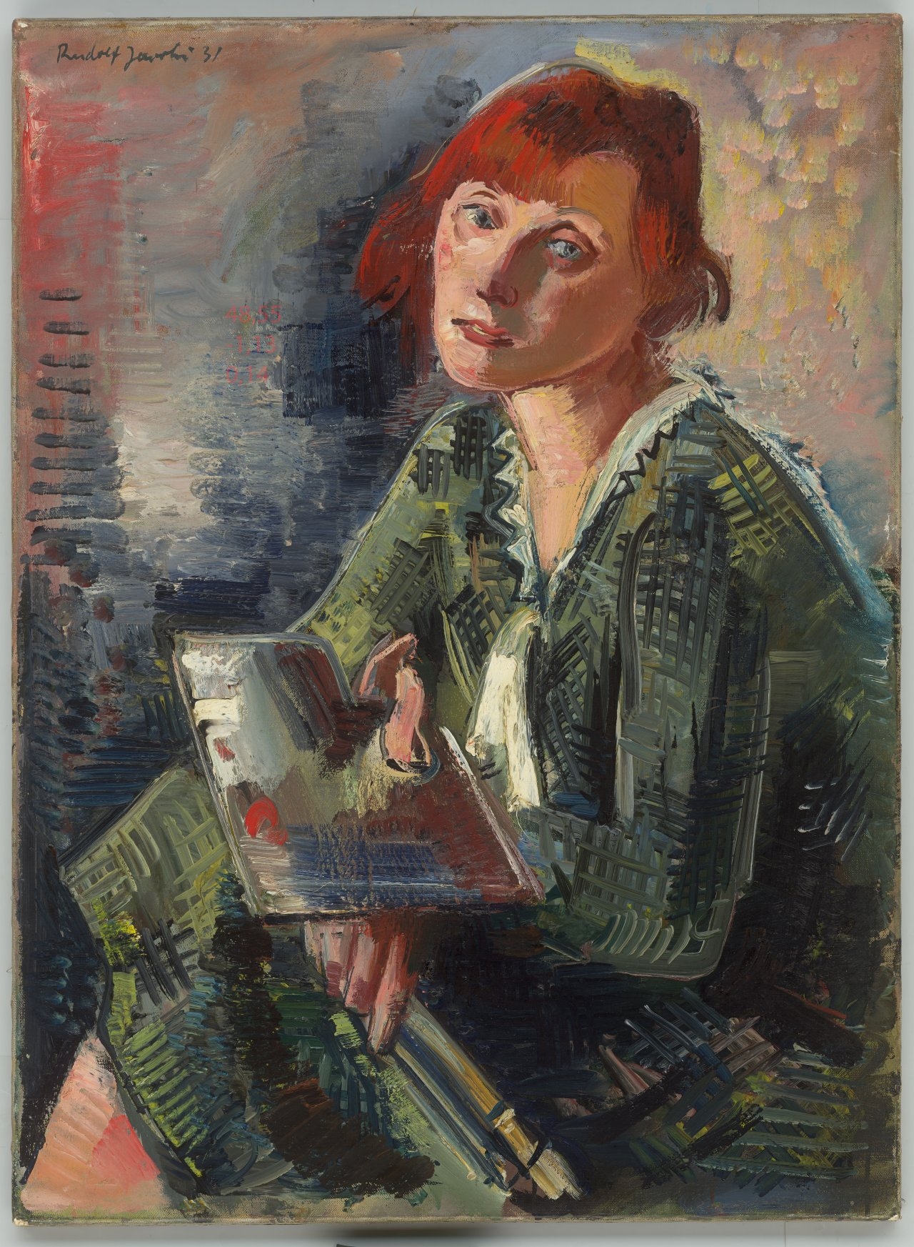 Rudolf Jacobi | Portrait of Painter Annot with Pallet (1931) | MutualArt