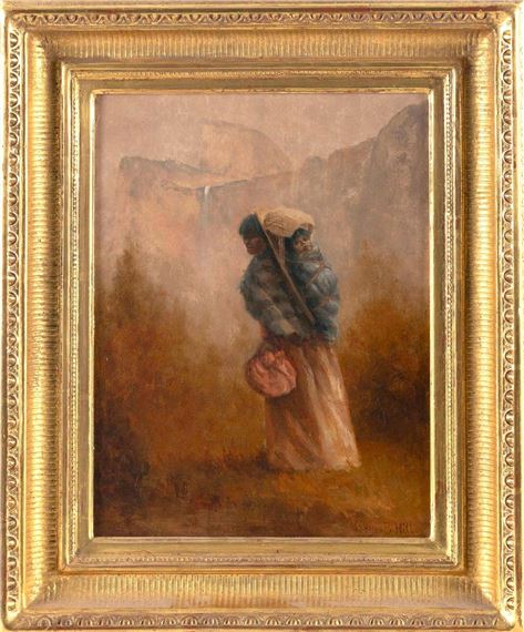 Levina Baker Hill | Western landscape with a Native American mother and ...