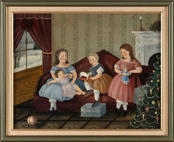Martha Cahoon | Four children seated on a Victorian sofa beside the ...