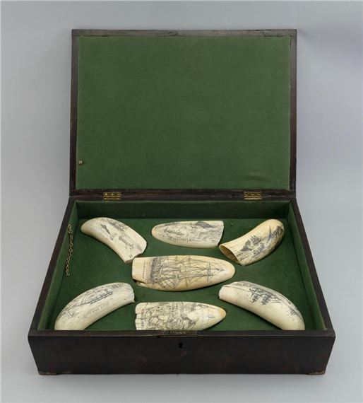 William Perry | BOXED COLLECTION OF SEVEN ENGRAVED WHALE'S TEETH BY ...