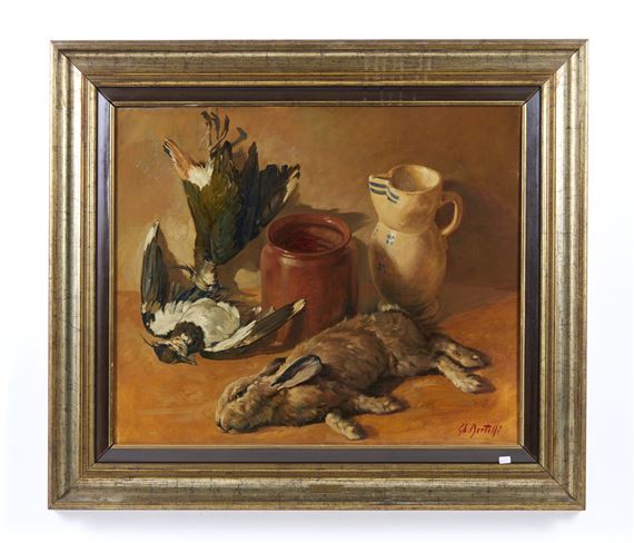 Gianbattista Bertelli | Still life with wild game, jug and jar | MutualArt