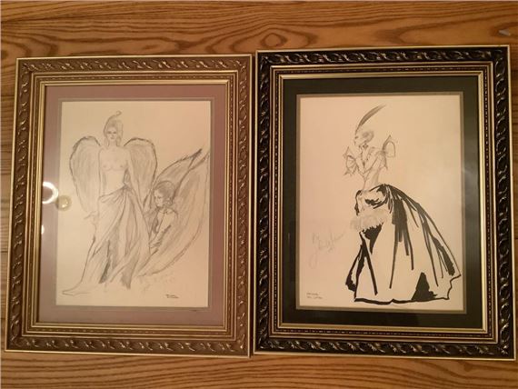 John Warner | Two Framed Drawings of Women by John Warner (1995 ...