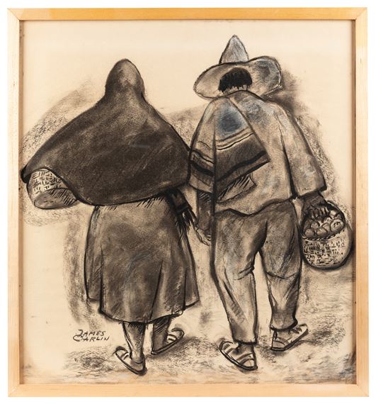 James Carlin | Untitled - A sketch-like depiction of two pedestrians ...