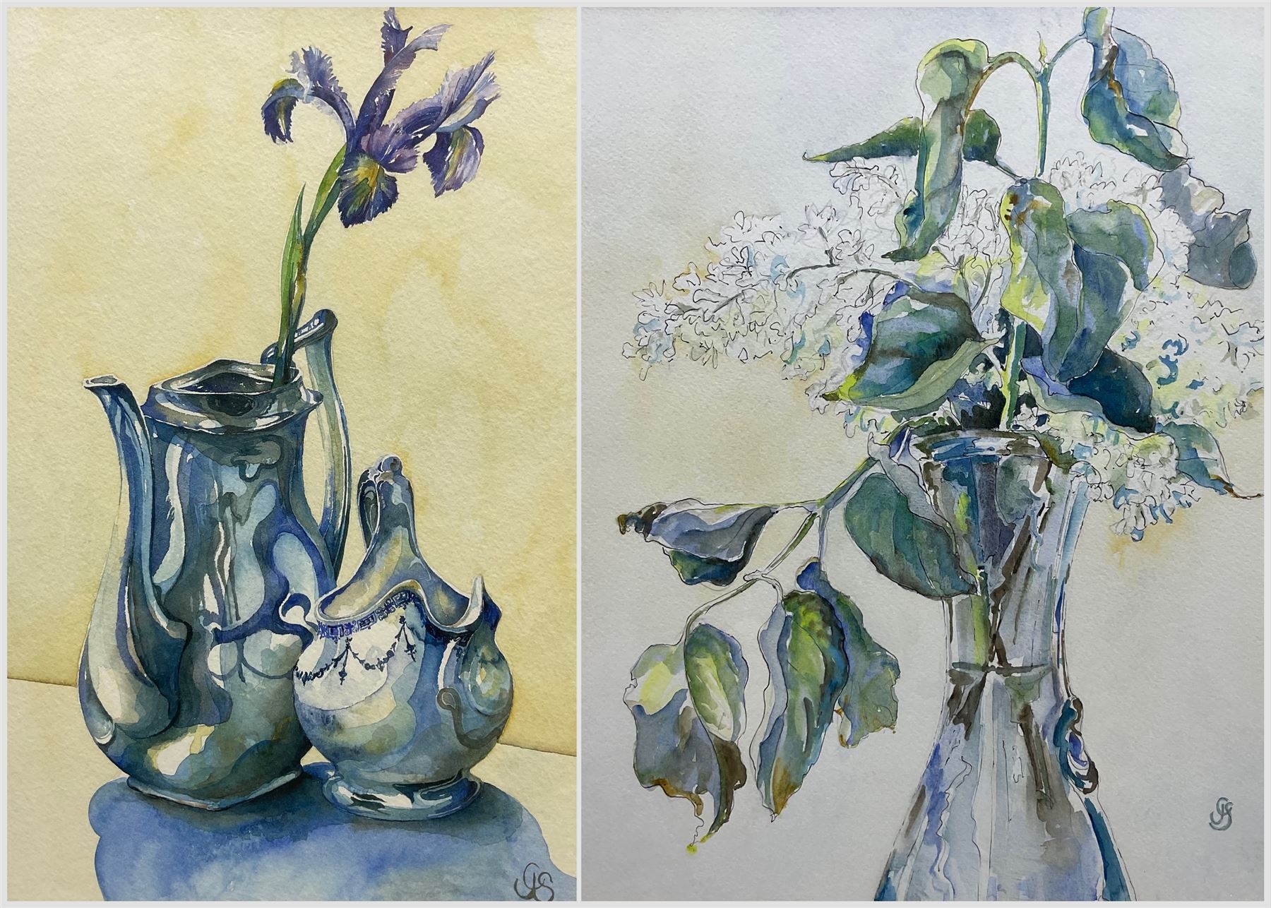 Catherine Stephenson | Lilacs' and Blue and White Pots | MutualArt