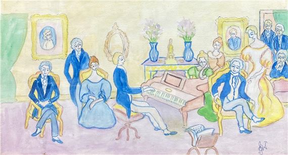 Edvard Munch | pianist in a salon in the manner of a Munch interior ...