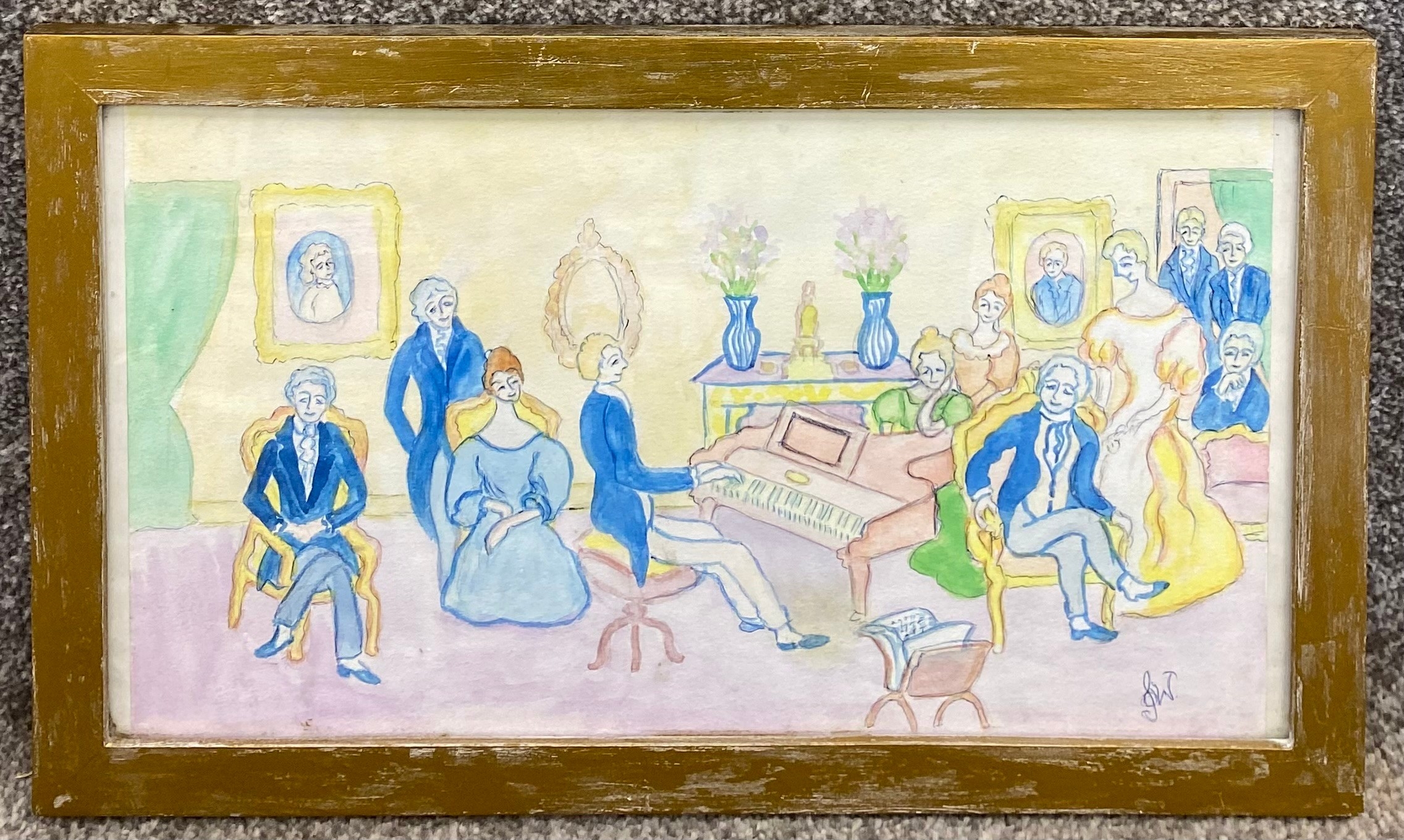 Edvard Munch | pianist in a salon in the manner of a Munch interior ...