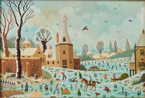 Alain Thomas | . Les glissades Oil on isorel panel signed upper right ...