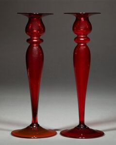Durand Art Glass | Pair of Candlesticks | MutualArt