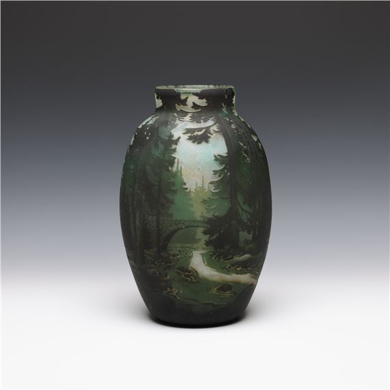 Muller Freres | VASE WITH STONE BRIDGE LANDSCAPE | MutualArt