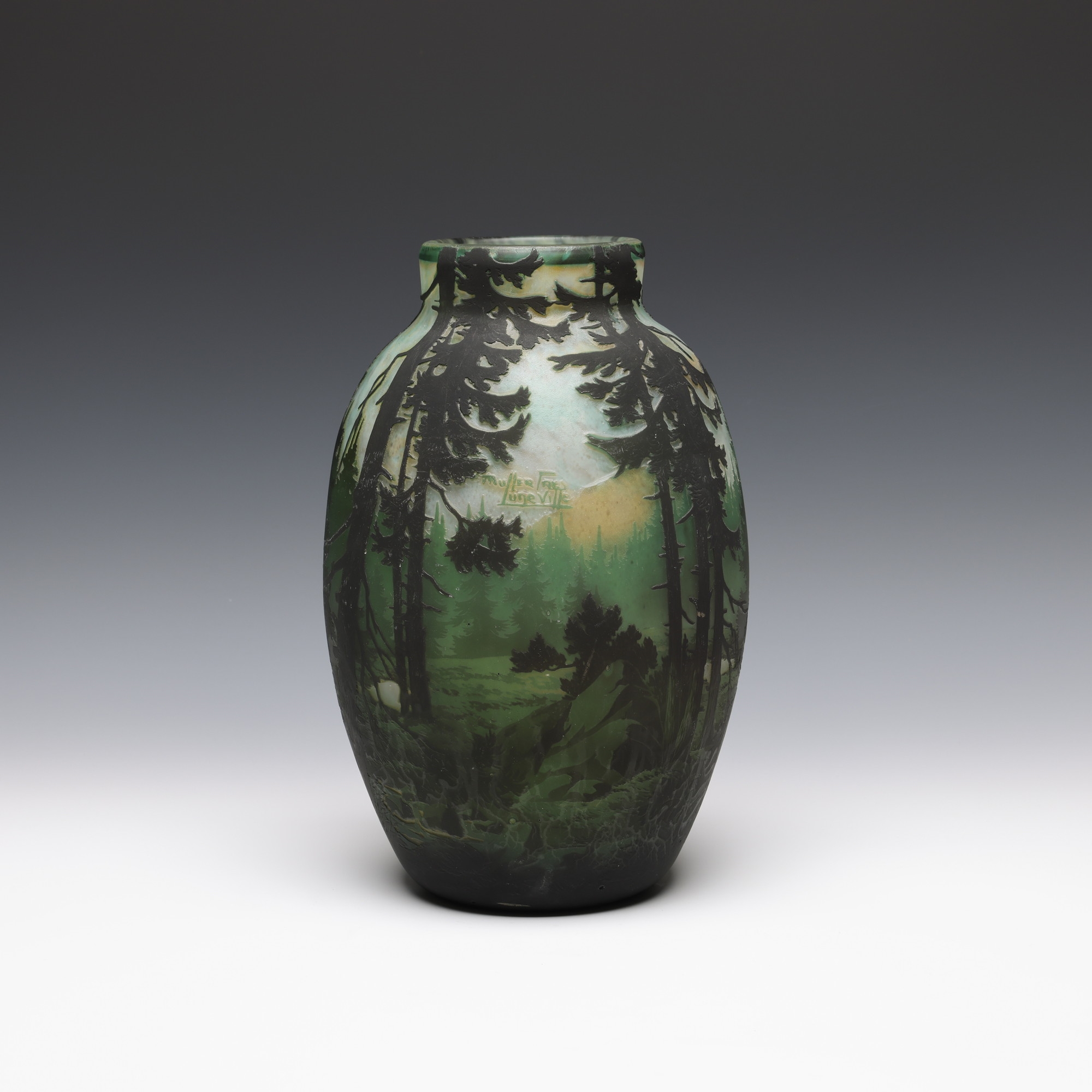 Muller Freres | VASE WITH STONE BRIDGE LANDSCAPE | MutualArt