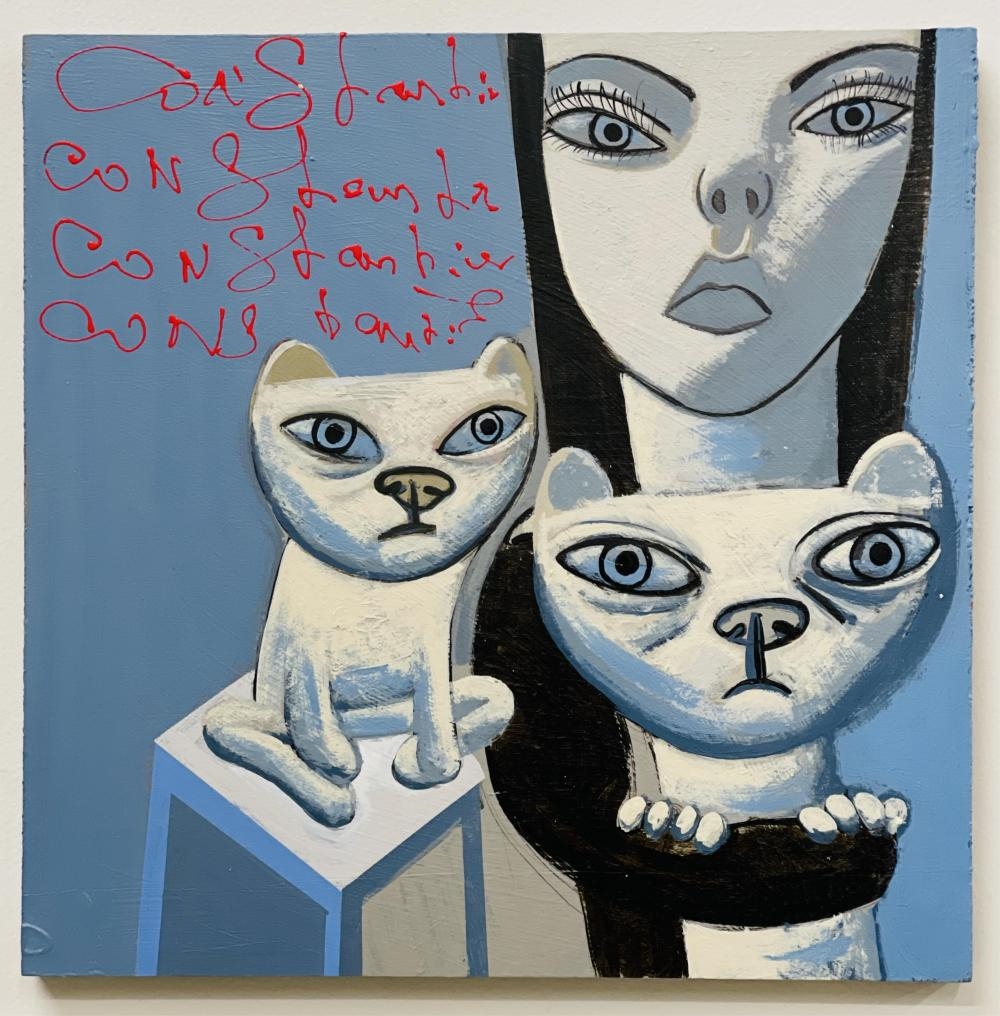 Constantine Popov | Original Constantine Popov Cat Lady Acrylic On ...