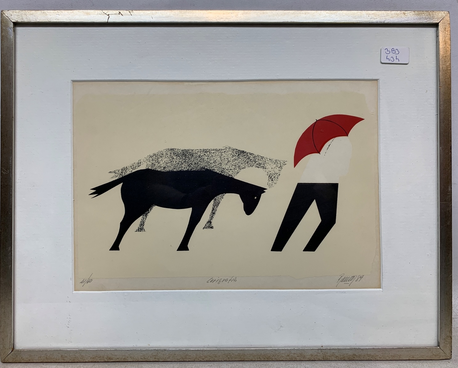 Nelson Ramos | Caballo y paraguas rojo | MutualArt