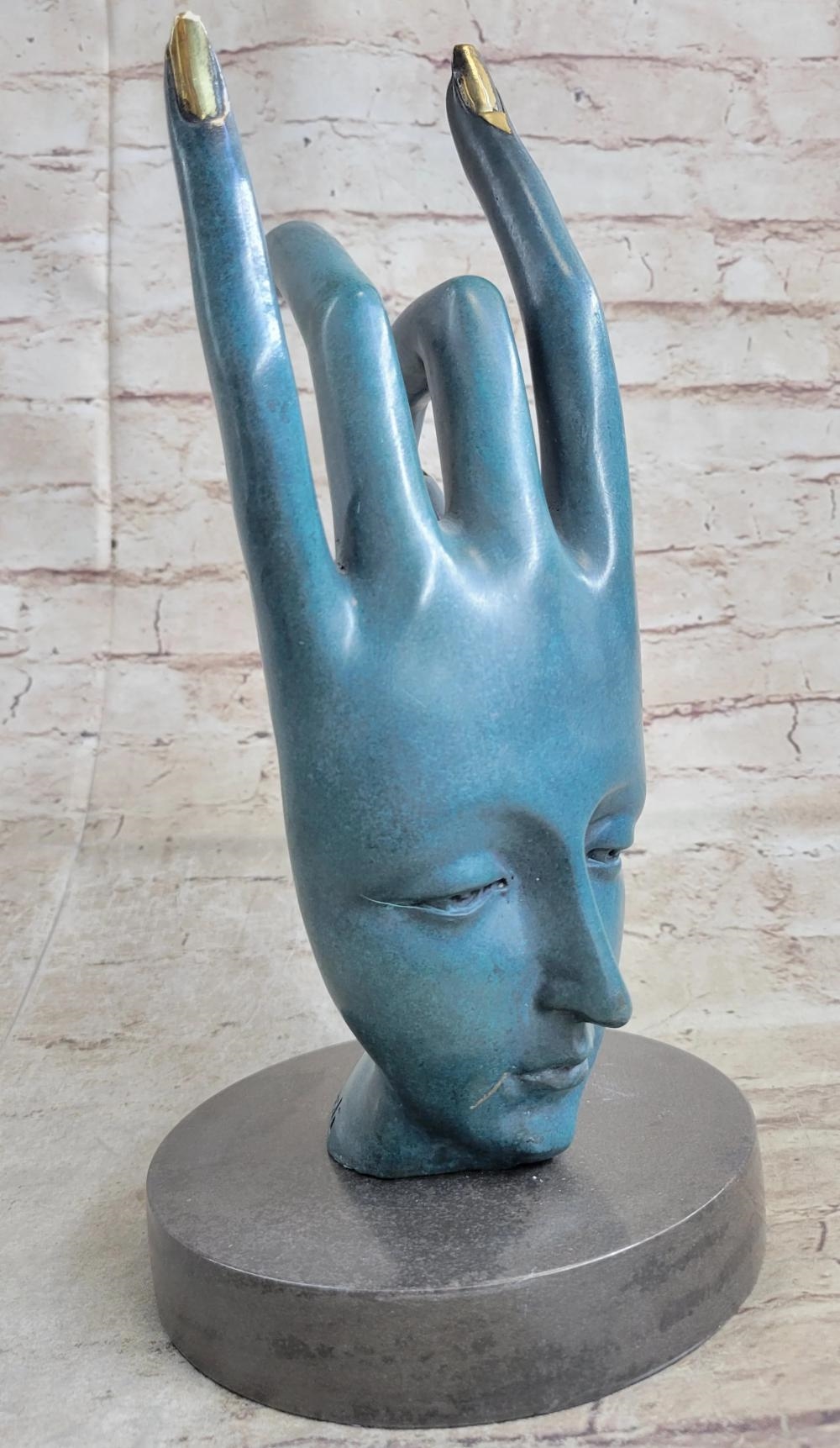 Salvador Dalí | HUMAN FACE HAND MADE BRONZE SCULPTURE SPECIAL PATINA ...